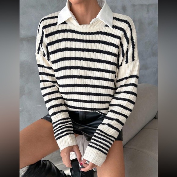 Sweaters | Luxe Color Block Stripes Knit Sweater | Poshmark